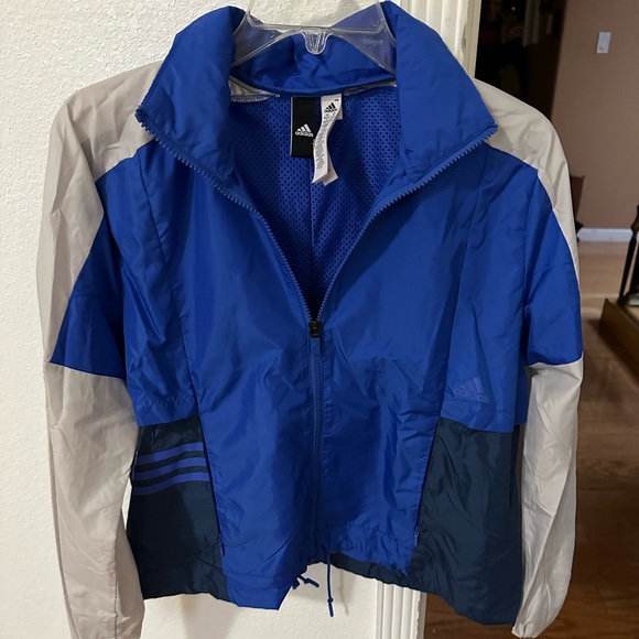 adidas Originals | Tops | Adidas Blue Waterproof Cropped Jacket | Poshmark
